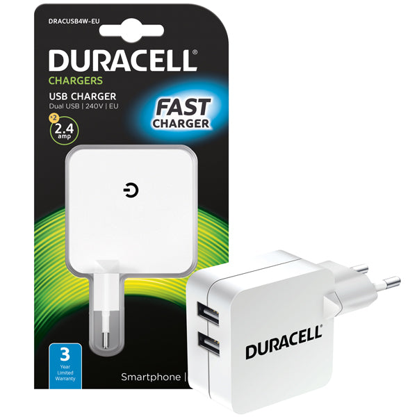 Duracell Tablet lader med USB, 2 x 2400mA – Marinelageret.dk