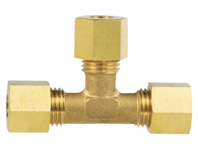 Messing gas fitting T-stykke – Marinelageret.dk